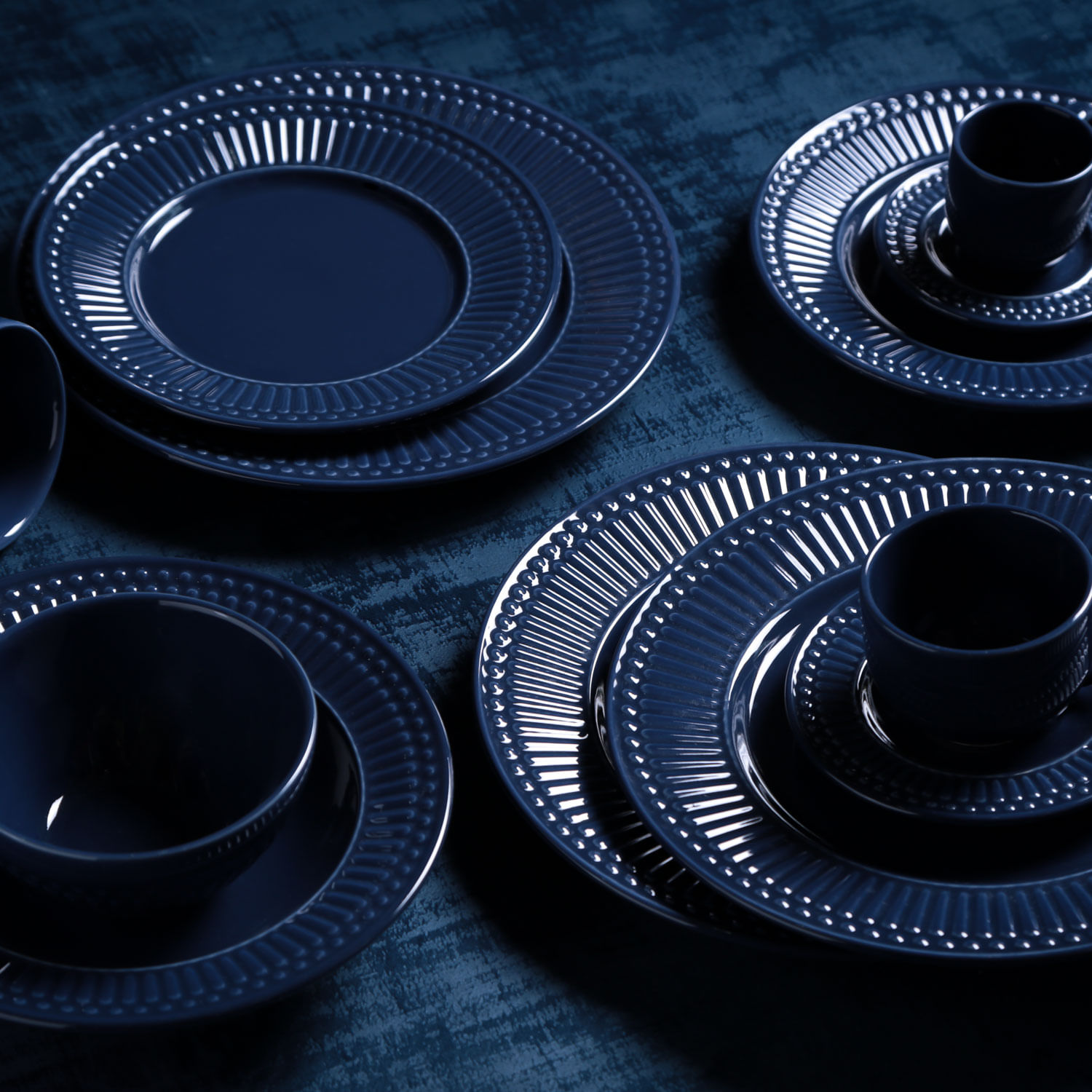 Conjunto com 6 Bowl Roma Deep Blue 367ml - Porto Brasil Cerâmica