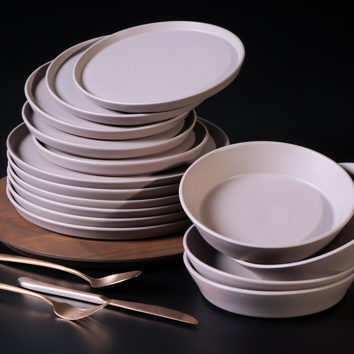 Conjunto com 6 Pratos Raso Neo Mahogany Ø27cm - Porto Brasil Cerâmica